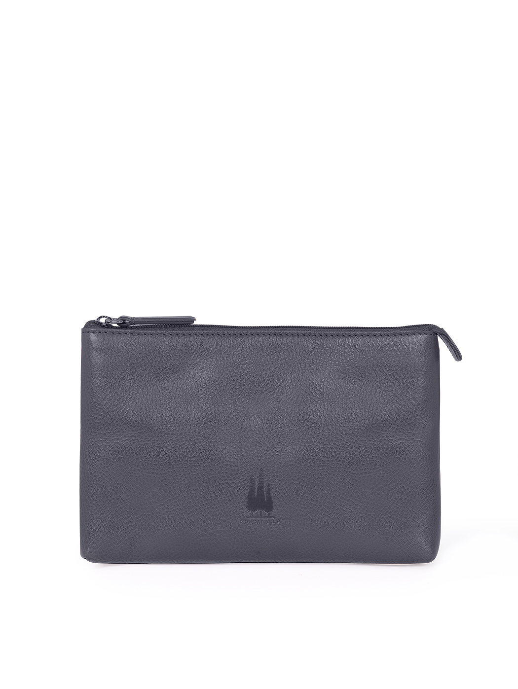 Essentials Leather Zip Pouch Blue