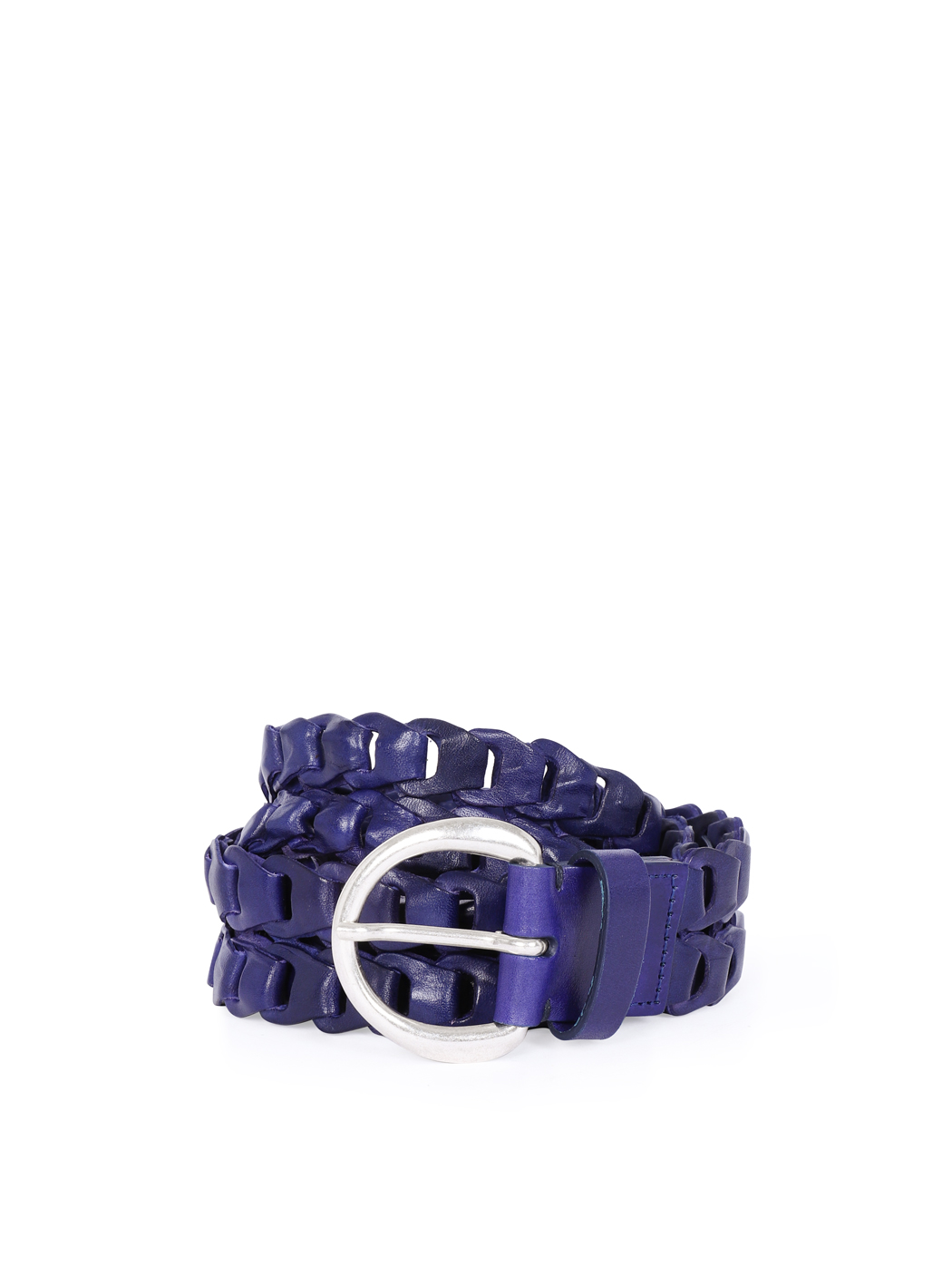 Italian Milled Leather Double Link Belt Blue