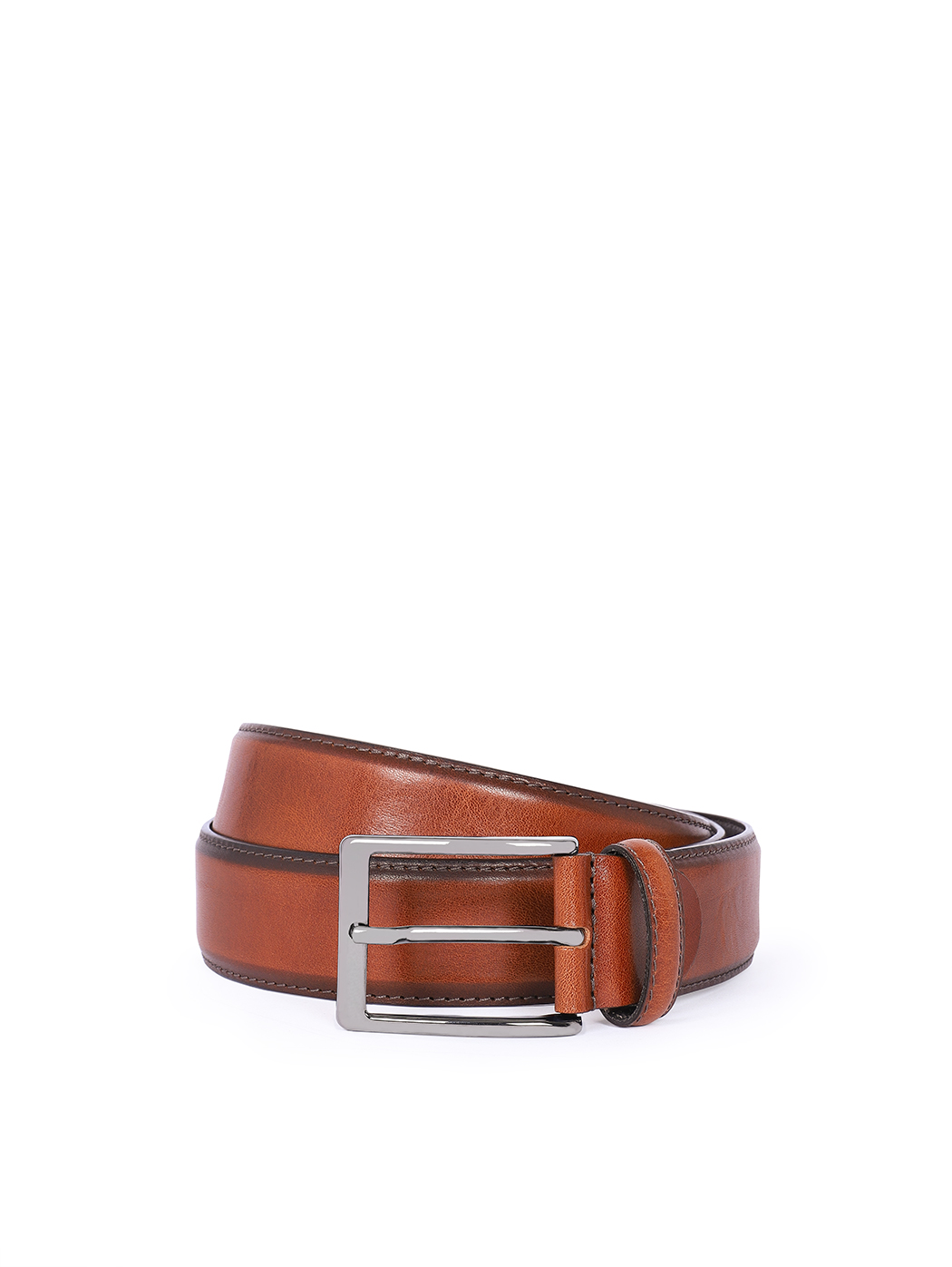 Classic Smooth Leather Stitched Belt 35mm Brown