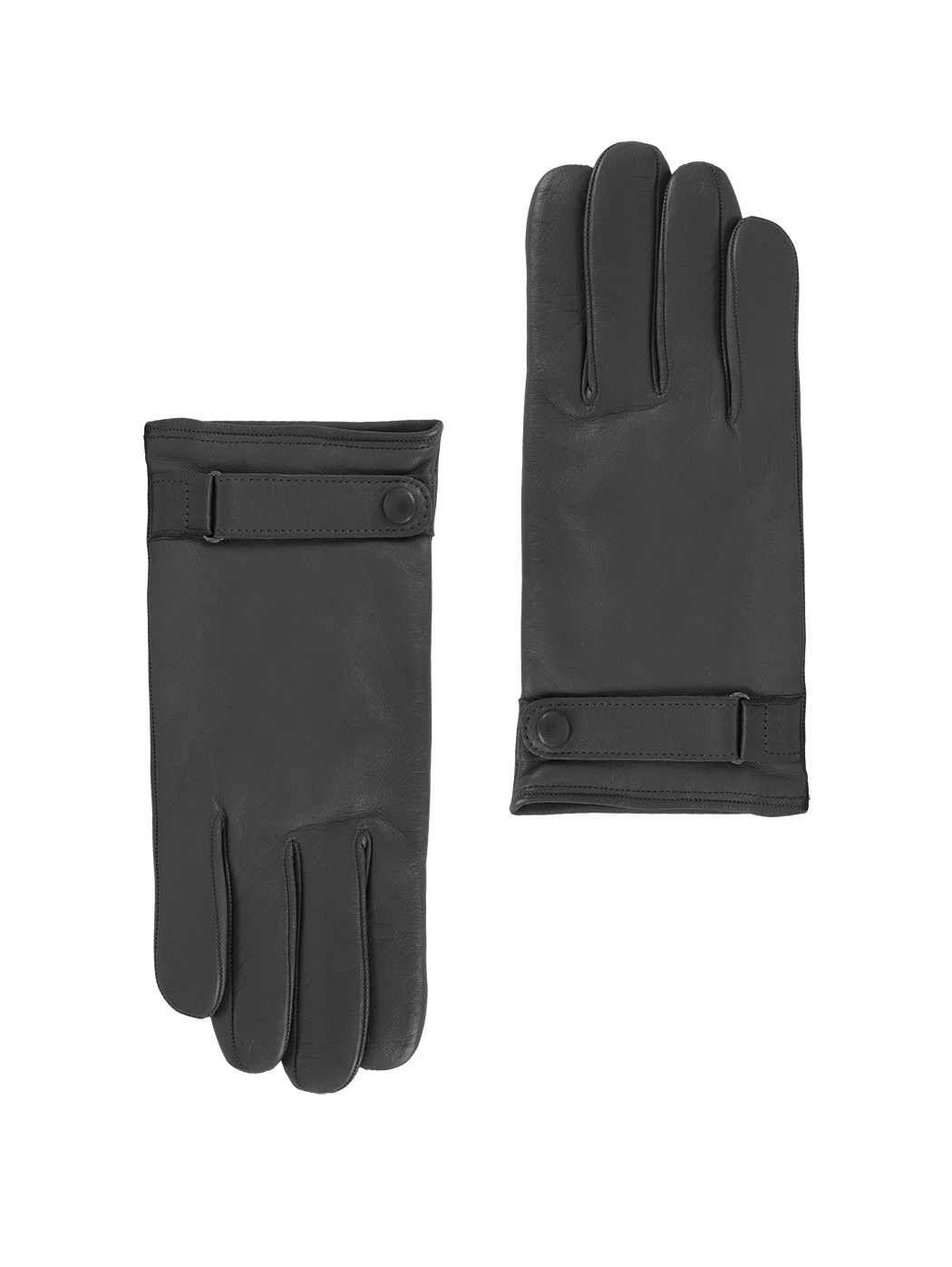 Ring & Snap Nappa Leather Cashmere Lined Gloves Black